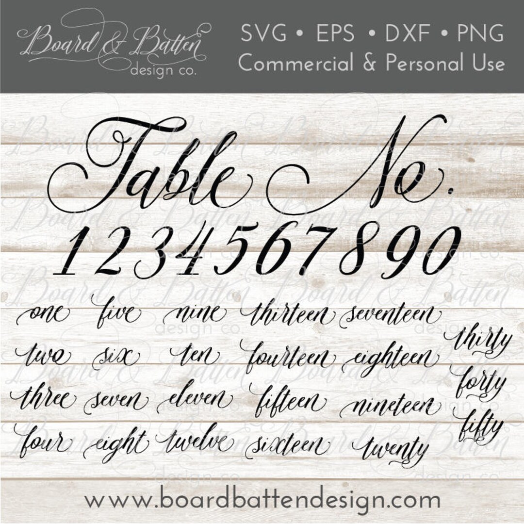 Wedding Table Numbers Svg File Cricut Wedding Svg Files - Etsy Canada