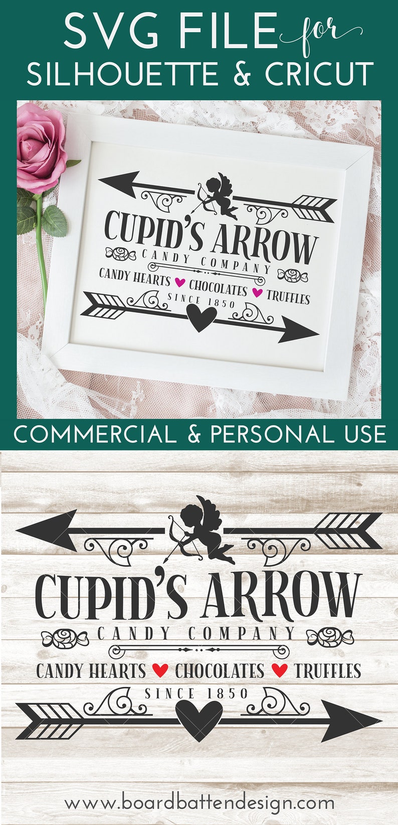 Cupid's Arrow Candy Co. Vintage Sign SVG Valentine's - Etsy