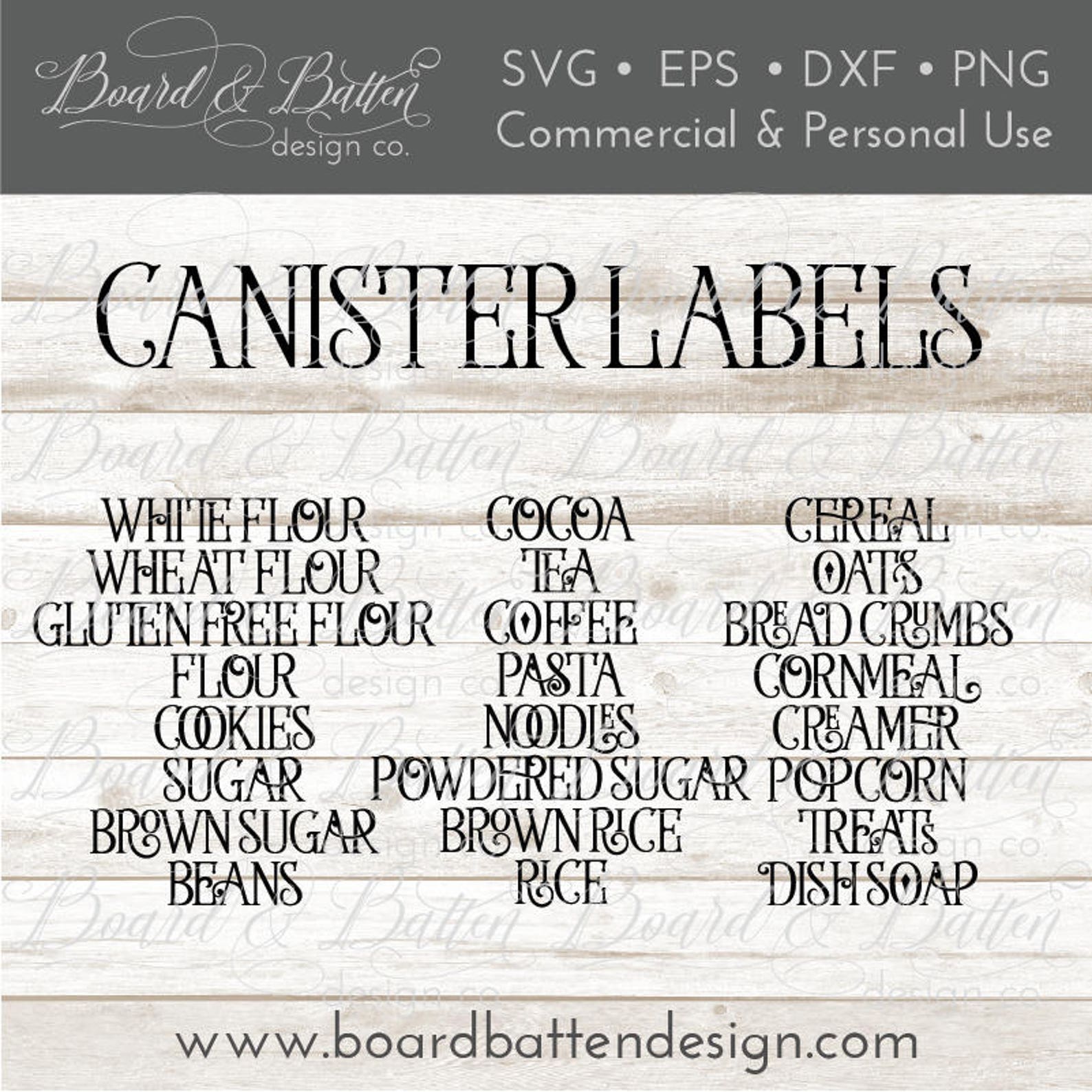 Canister Labels SVG Farmhouse SVG Files Farmhouse Kitchen - Etsy