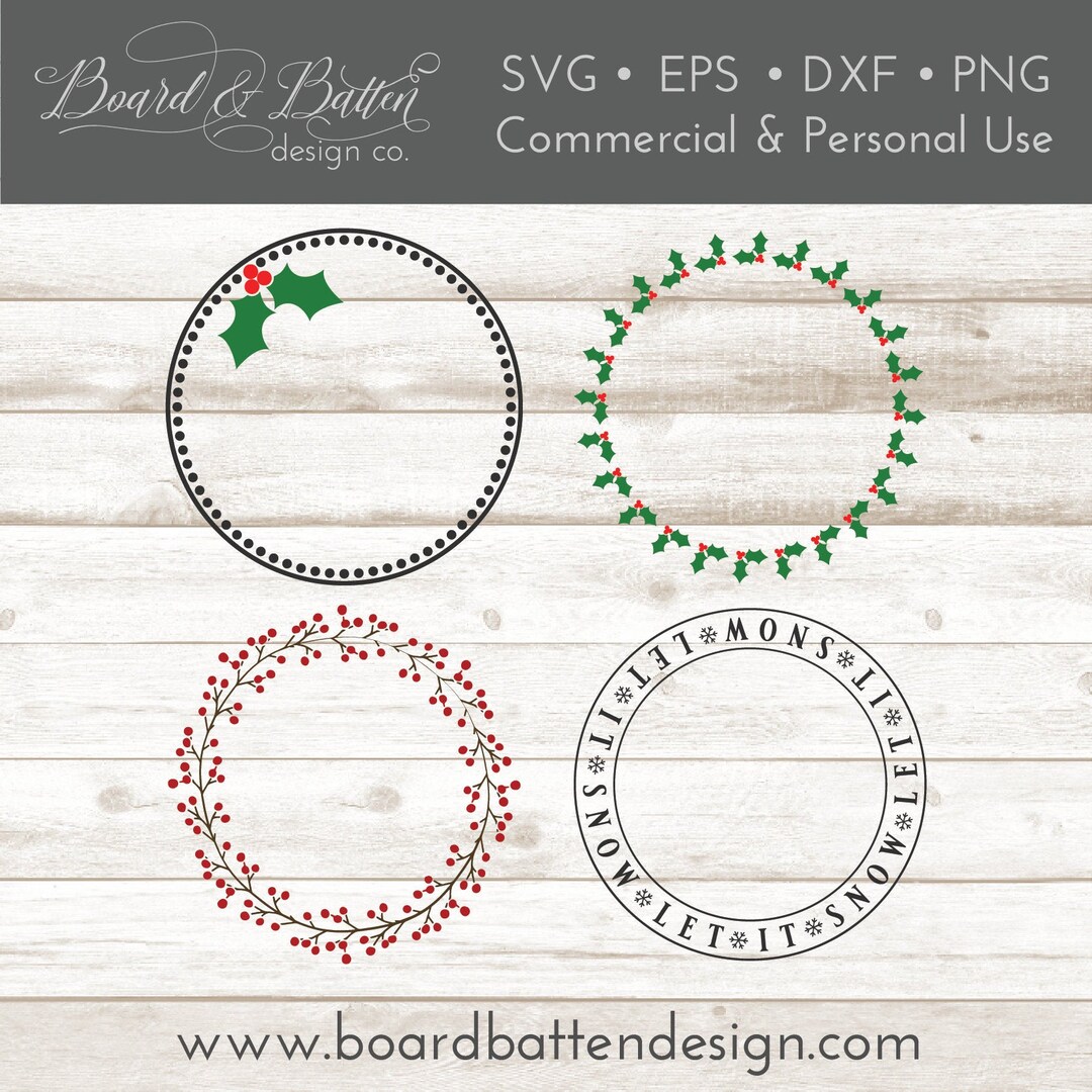 Christmas Circle Frames SVG File Bundle - Holiday/winter Themed Circle ...
