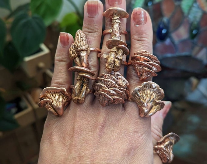Mushroom Ring Copper Electroformed Cabochon Custom Made to Order Boho ...