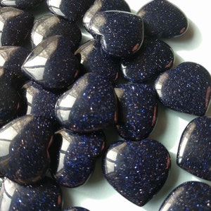 Blue Goldstone Heart Blue Sandstone Gemstone - Etsy