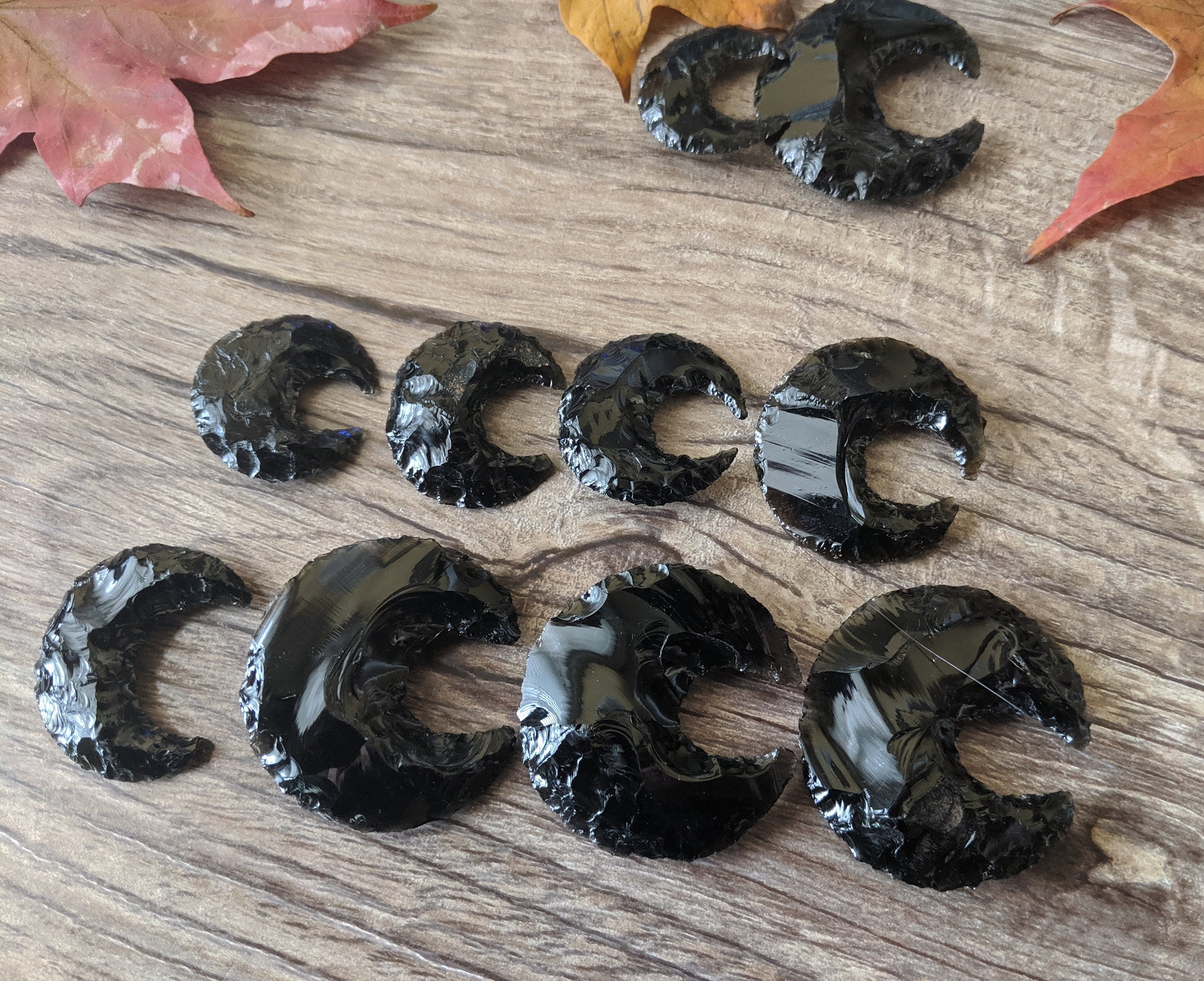 Obsidian Moon Carvings Obsidian Gemstone Crescent Moon | Etsy