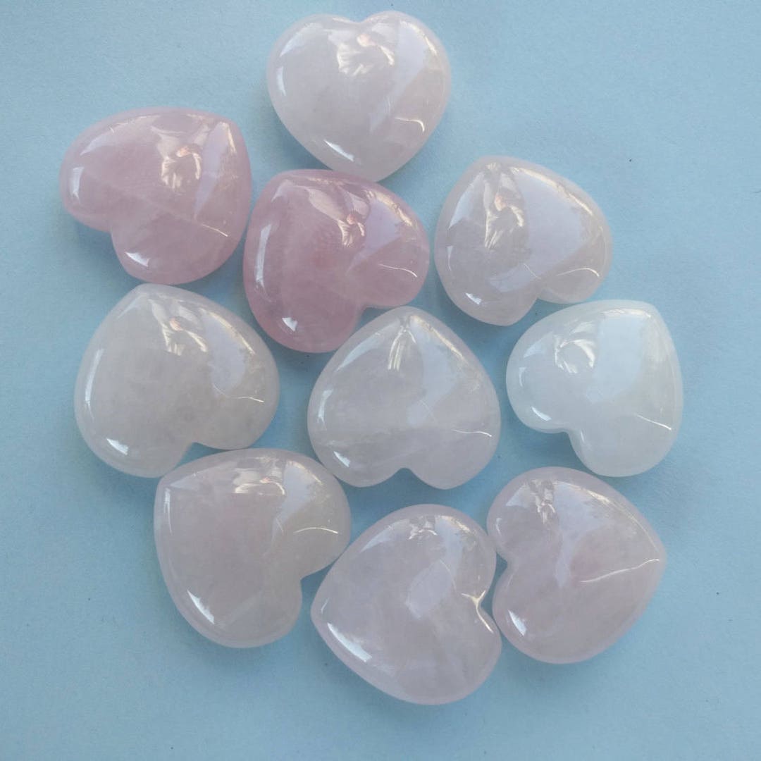 Rose Quartz Heart Pink Crystal Heart Gemstone - Etsy