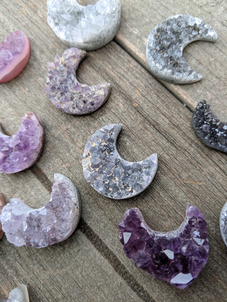 Unique Small Amethyst Crystal Crescent Moon Decoration READ - Etsy