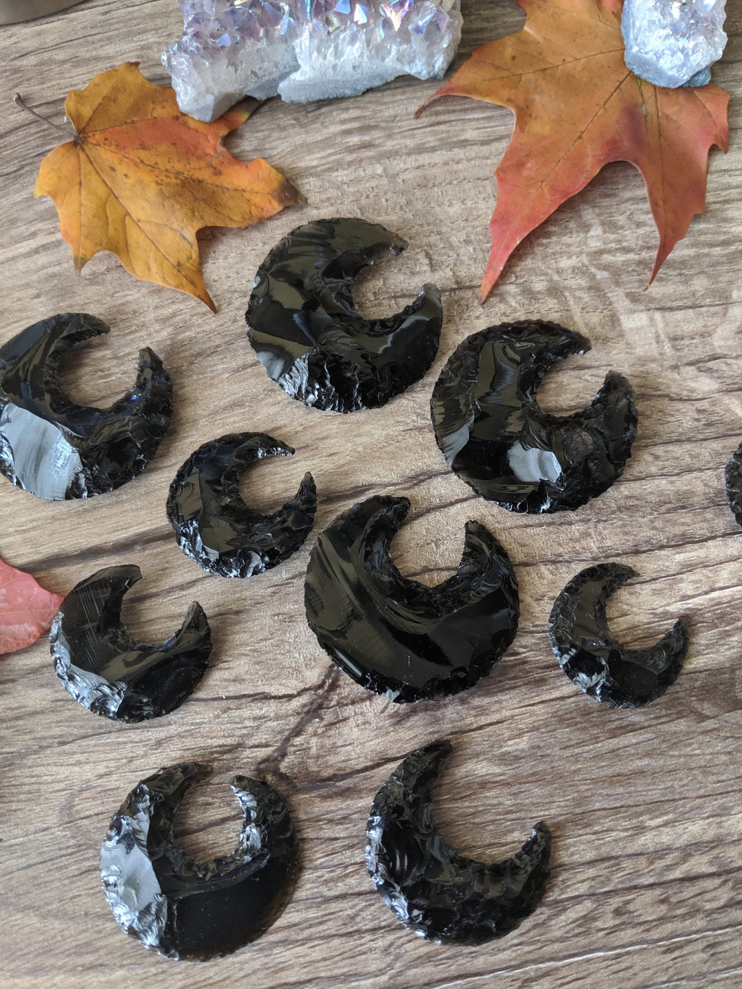 Obsidian Moon Carvings - Obsidian Gemstone Crescent Moon Carving - Etsy