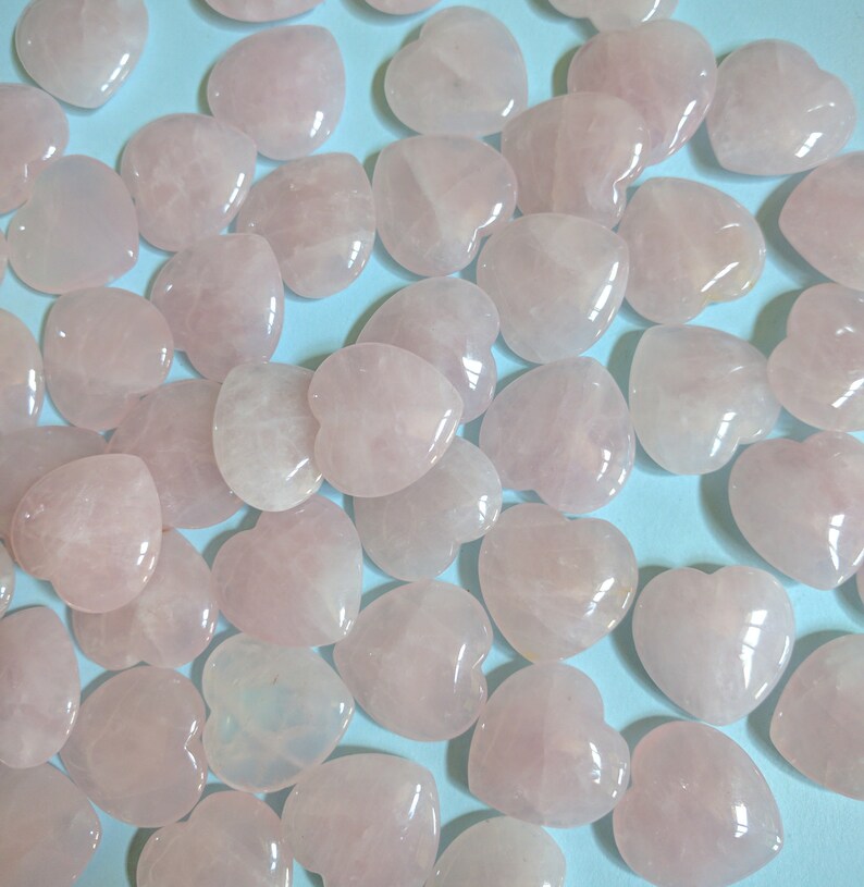 Rose Quartz Heart Pink Crystal Heart Gemstone - Etsy