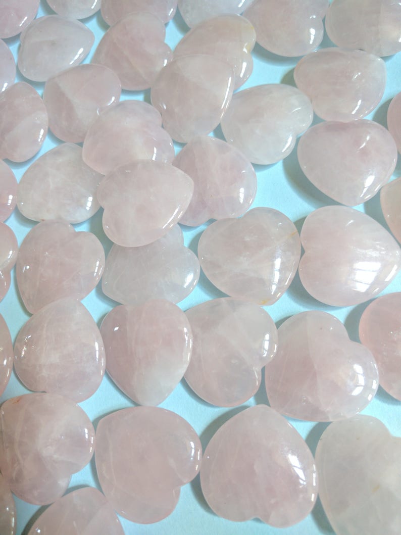 Rose Quartz Heart Pink Crystal Heart Gemstone - Etsy