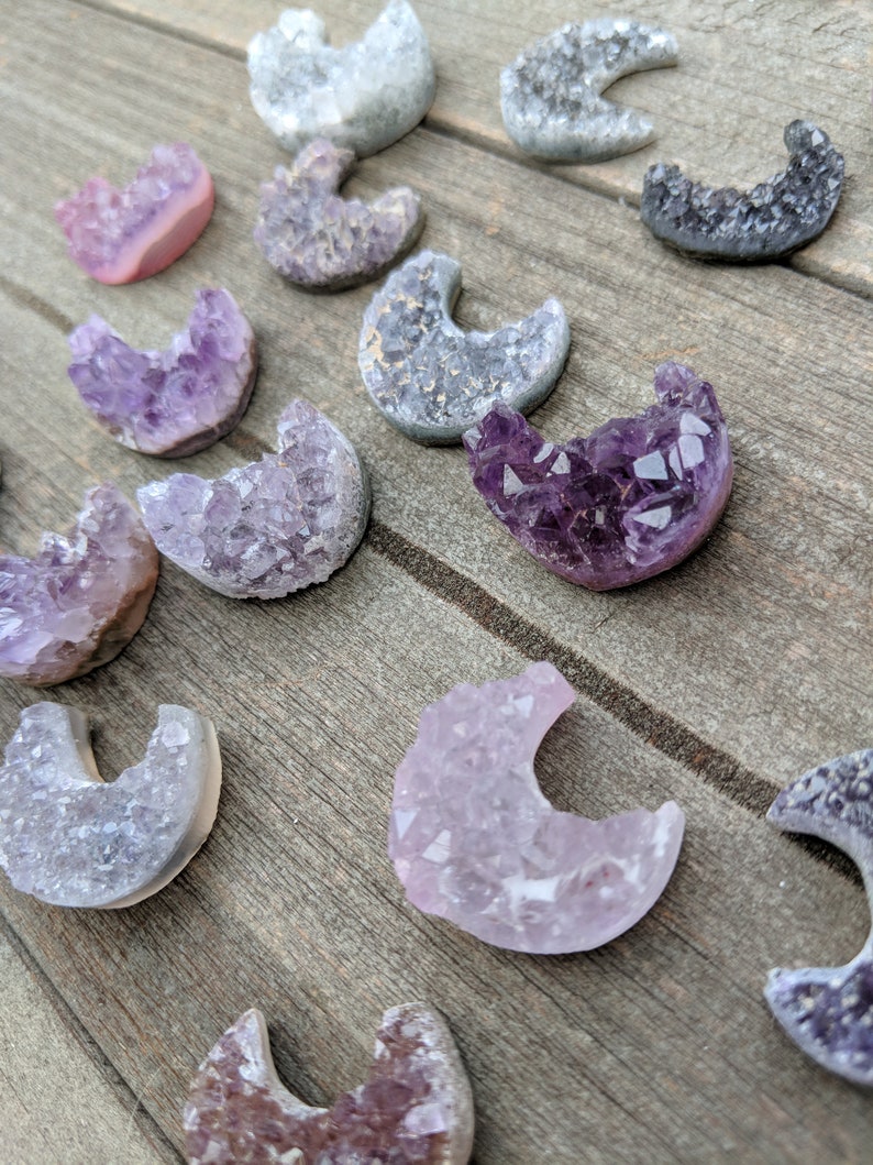 Unique Small Amethyst Crystal Crescent Moon Decoration READ - Etsy