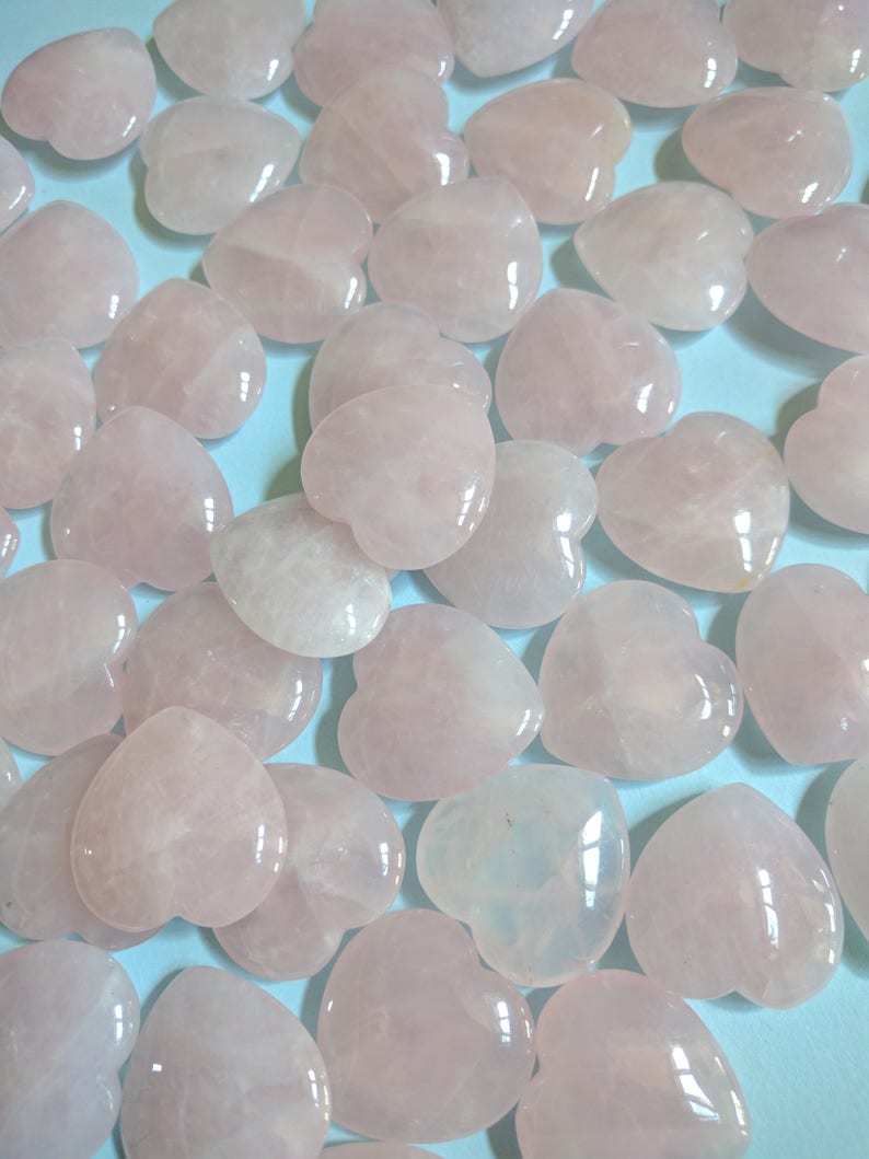 Rose Quartz Heart Pink Crystal Heart Gemstone - Etsy