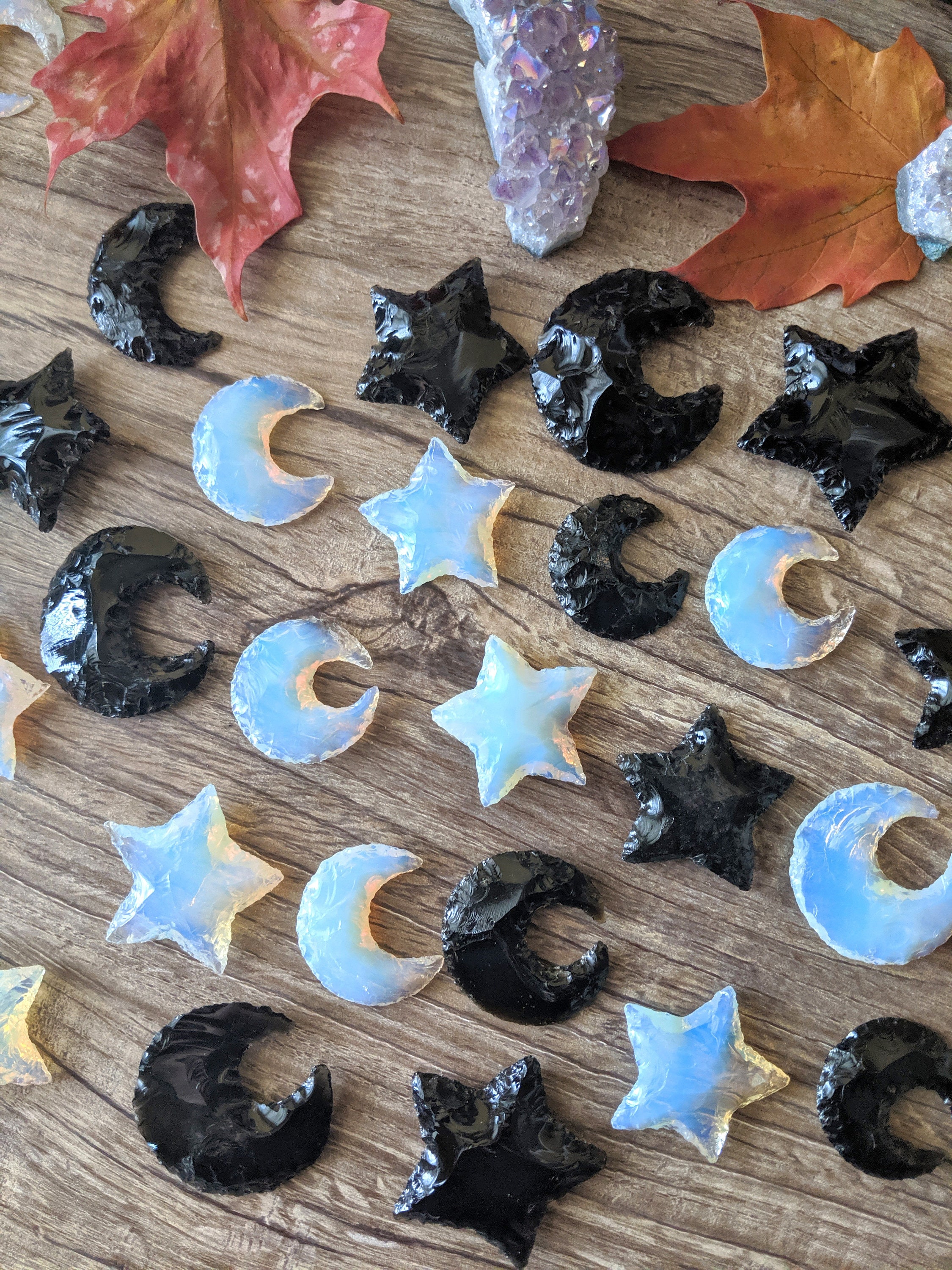 Obsidian Moon Carvings Obsidian Gemstone Crescent Moon | Etsy