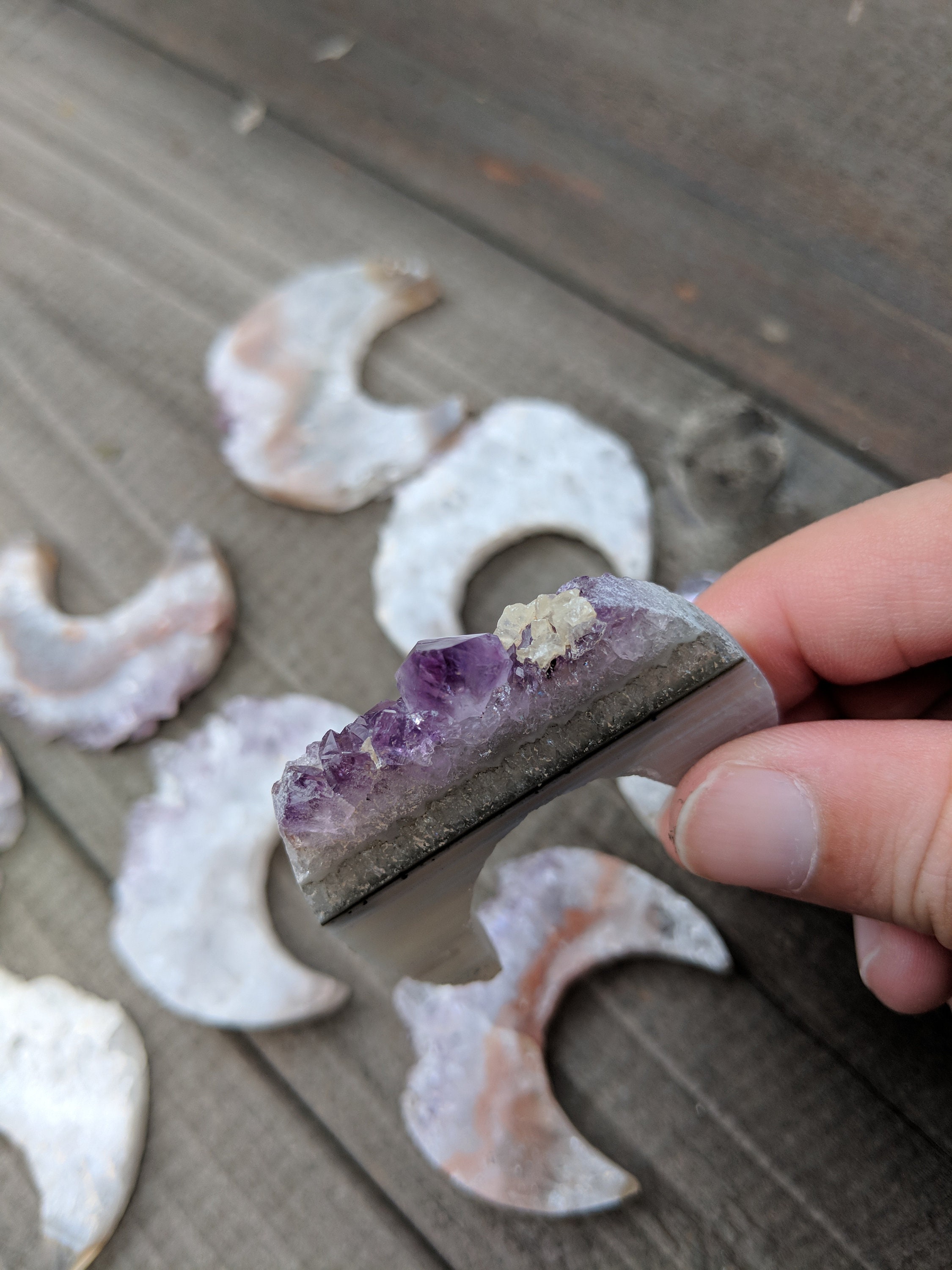 Unique Amethyst Crystal Crescent Moon Slice READ DESCRIPTION - Etsy