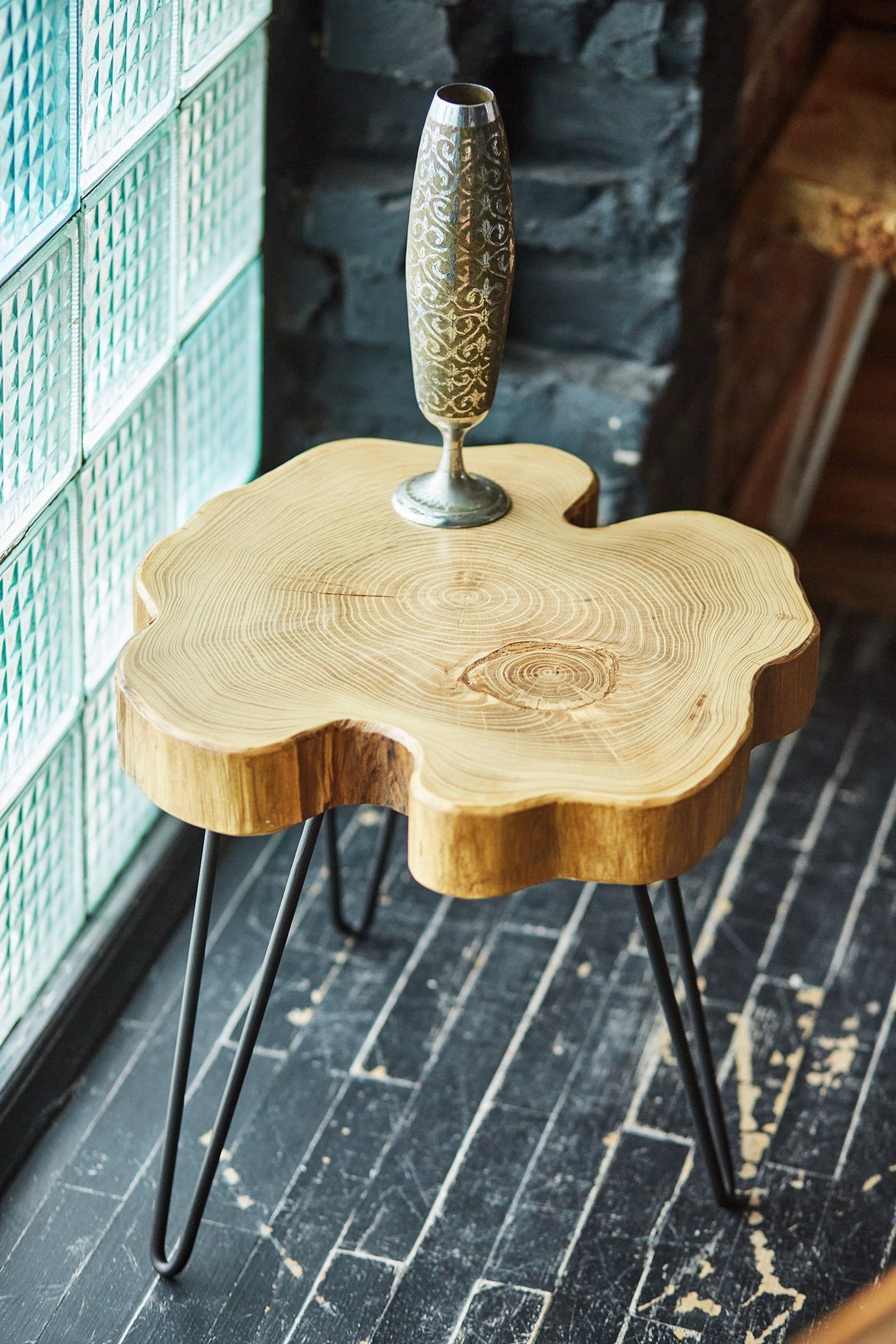 Modern Coffee Table, Side End Table, Wood Slab Coffee Table, Hair Pin ...