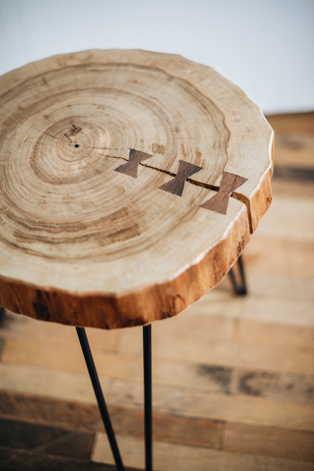 Side Coffee Table, Round Coffee Table, Butterfly Joint Table, Rustic ...