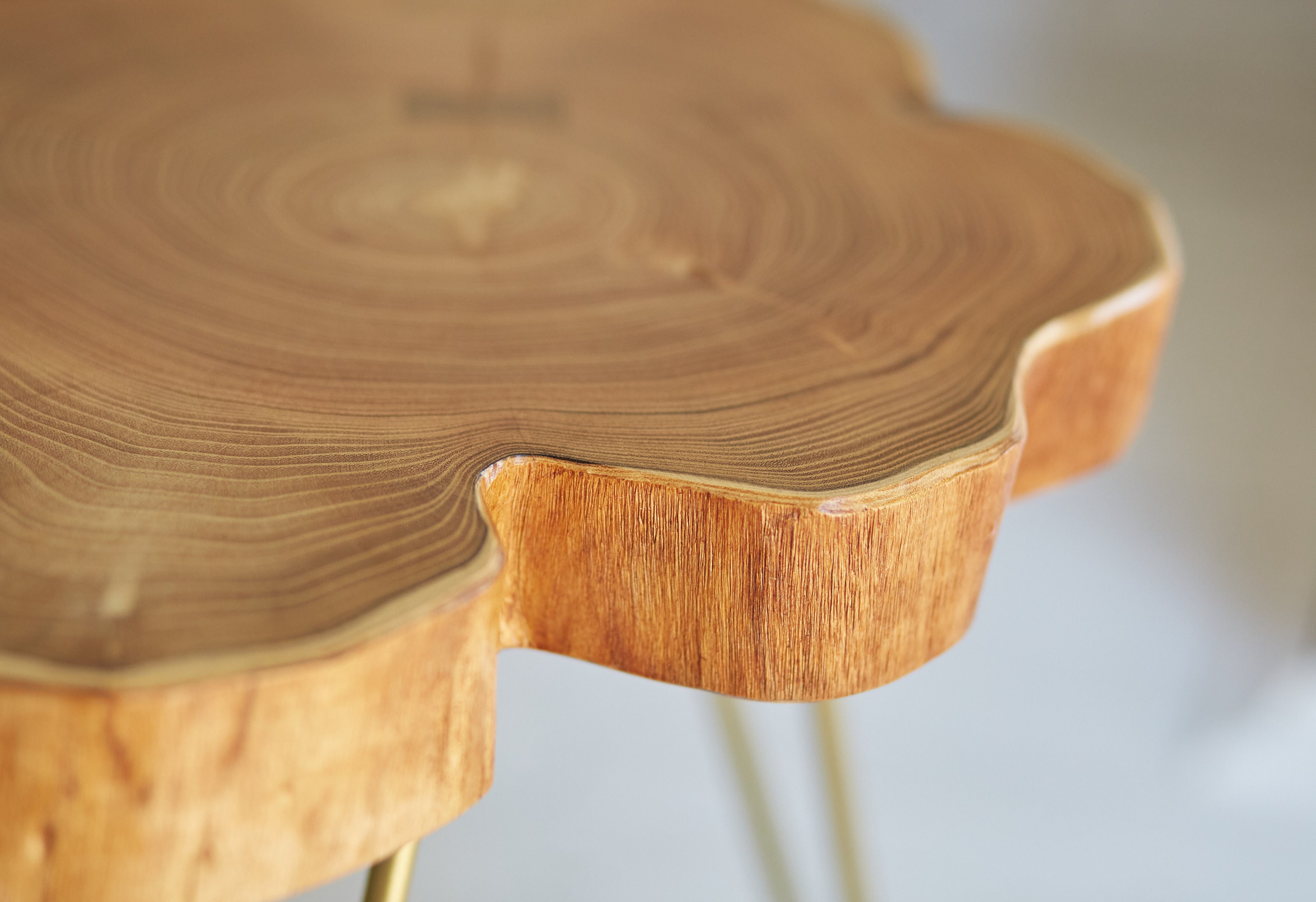 Gold Coffee Table Unique Coffee Table Wood Slab Coffee | Etsy