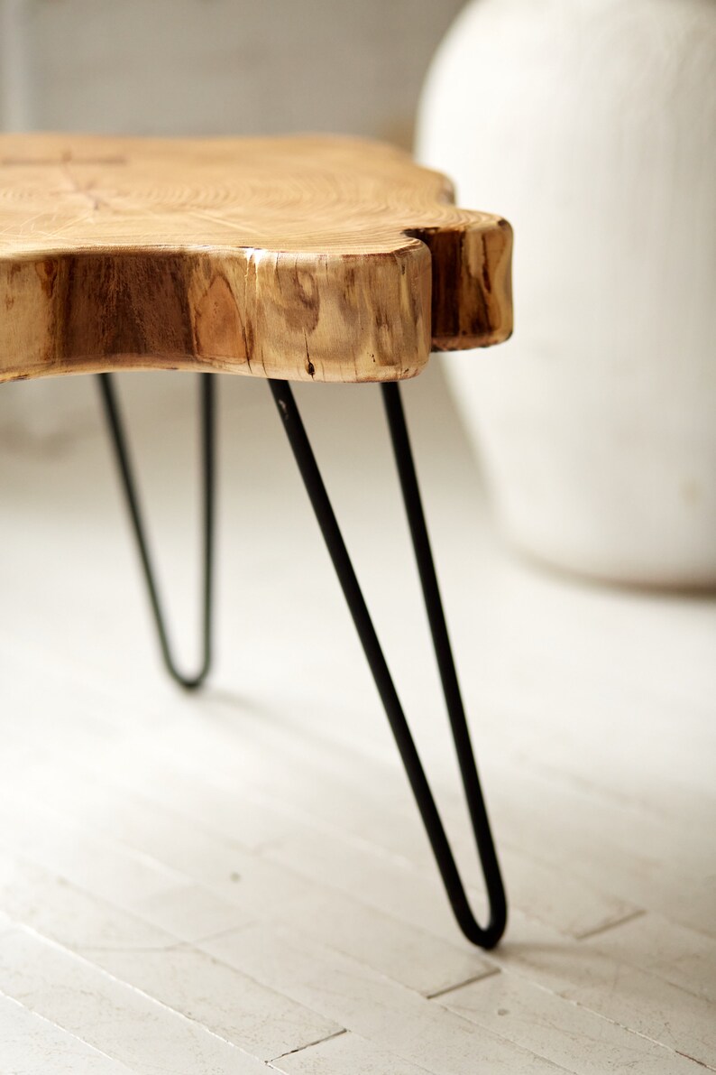 Modern Coffee Table Wood Slab Coffee Table Hair Pin Legs | Etsy