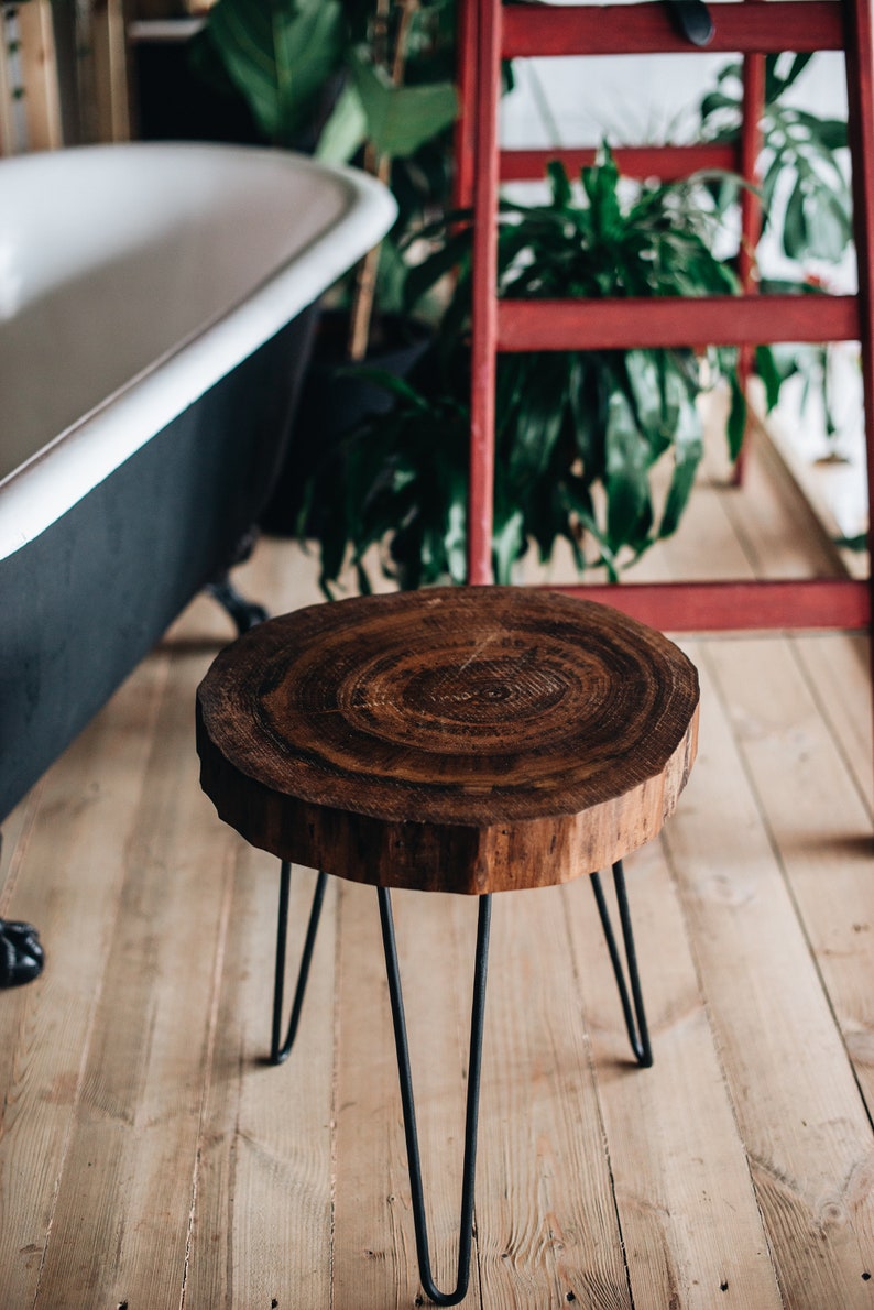 Bathroom Side Table Round Side Table Rustic Bathroom Table | Etsy