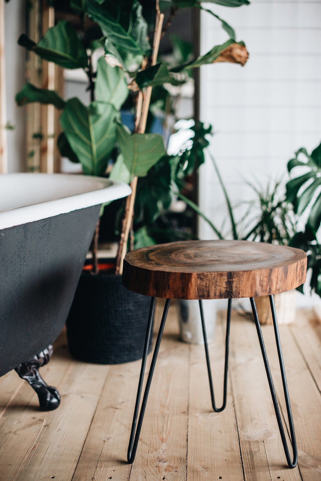 Rustic Bathroom Table, Bathroom Side Table, Modern Table, Mid-century ...