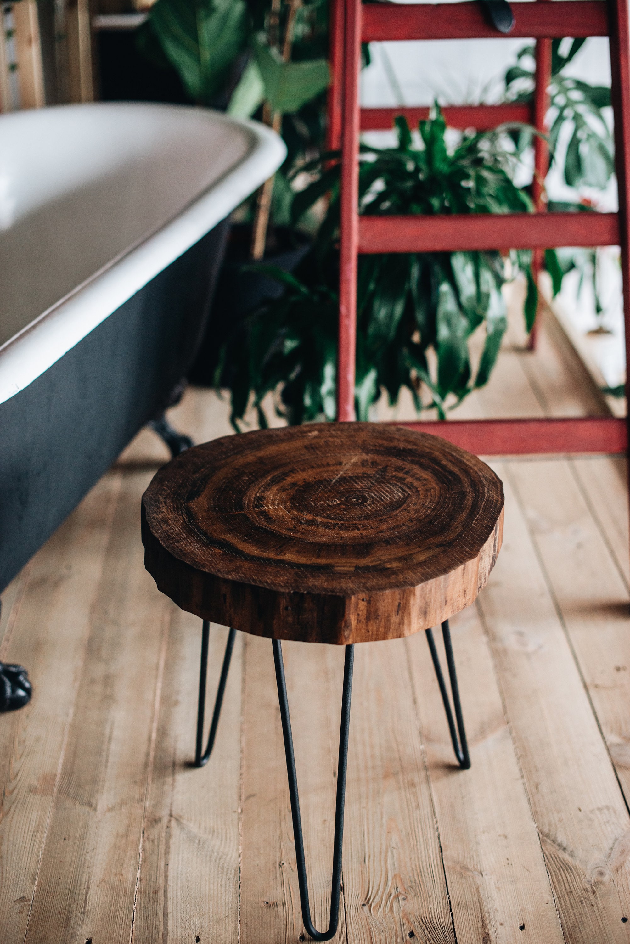 Bathroom Side Table Round Side Table Rustic Bathroom Table | Etsy