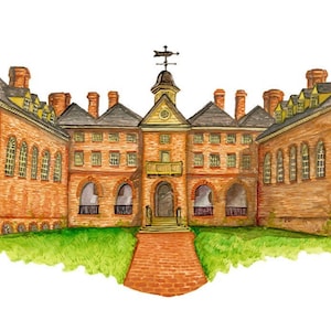 Wren Building Watercolor Print: William & Mary Campus Art - Etsy