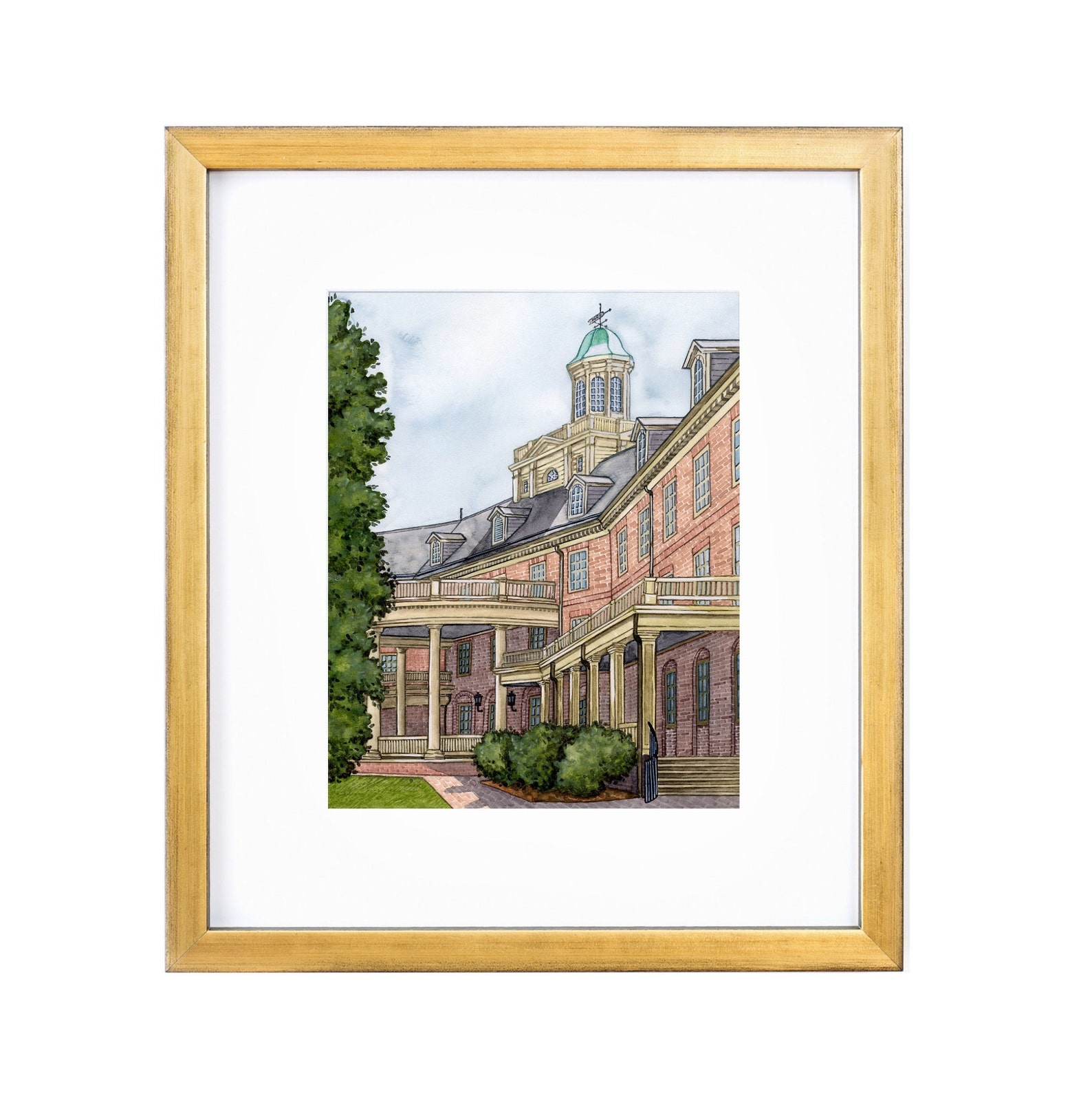 William and Mary Barrett Hall Watercolor Print College of - Etsy