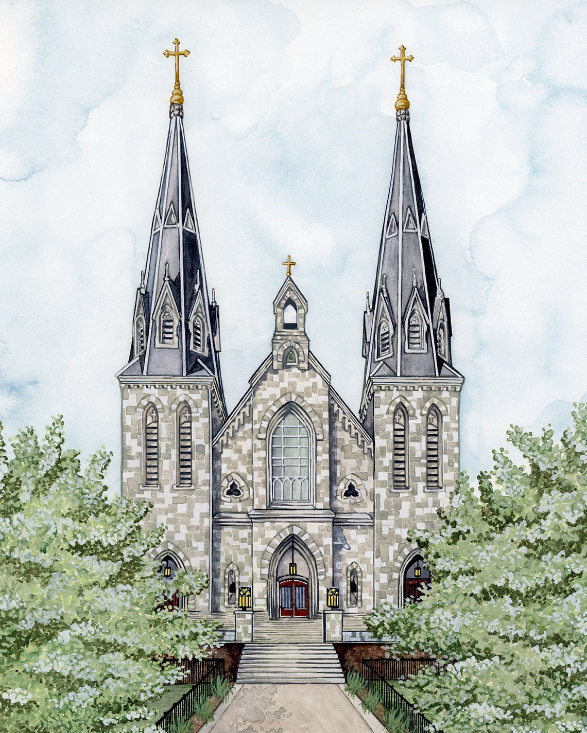 Villanova University Watercolor Print: St. Thomas of Villanova Church ...