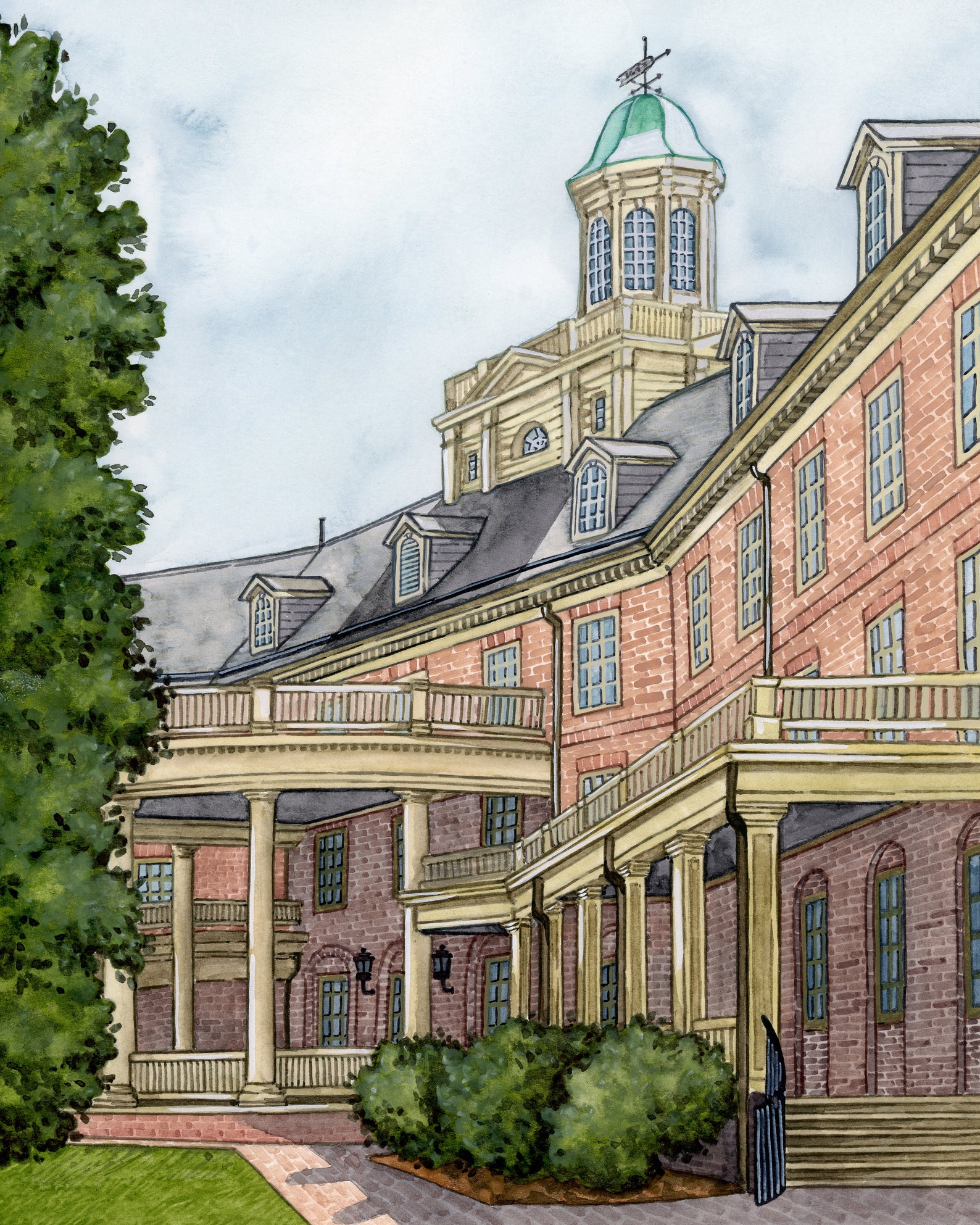 Barrett Hall, William & Mary Watercolor Art Print - Etsy