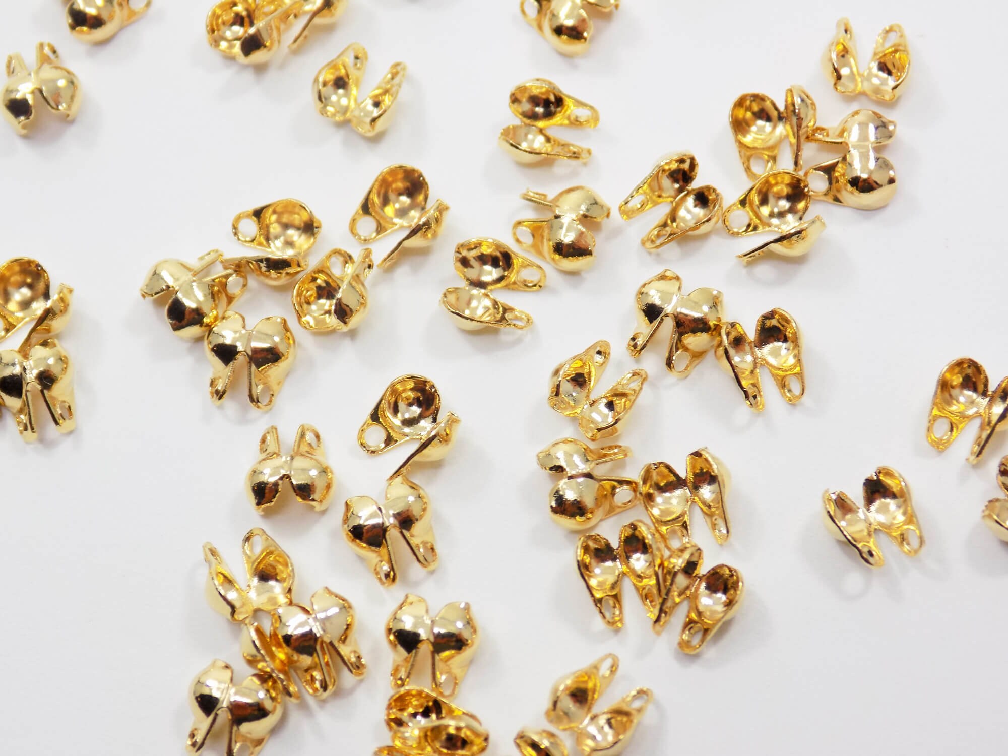 Gold Plated Clamshell Bead Tip With 2 Rings: Knot Cover (25 Pcs) - Etsy