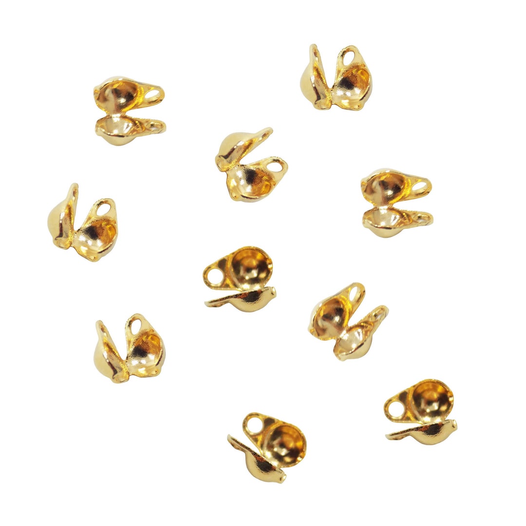 18K Gold Plated Clamshell Bead Tips 2.5mm With Rings (25 Pcs) - Etsy