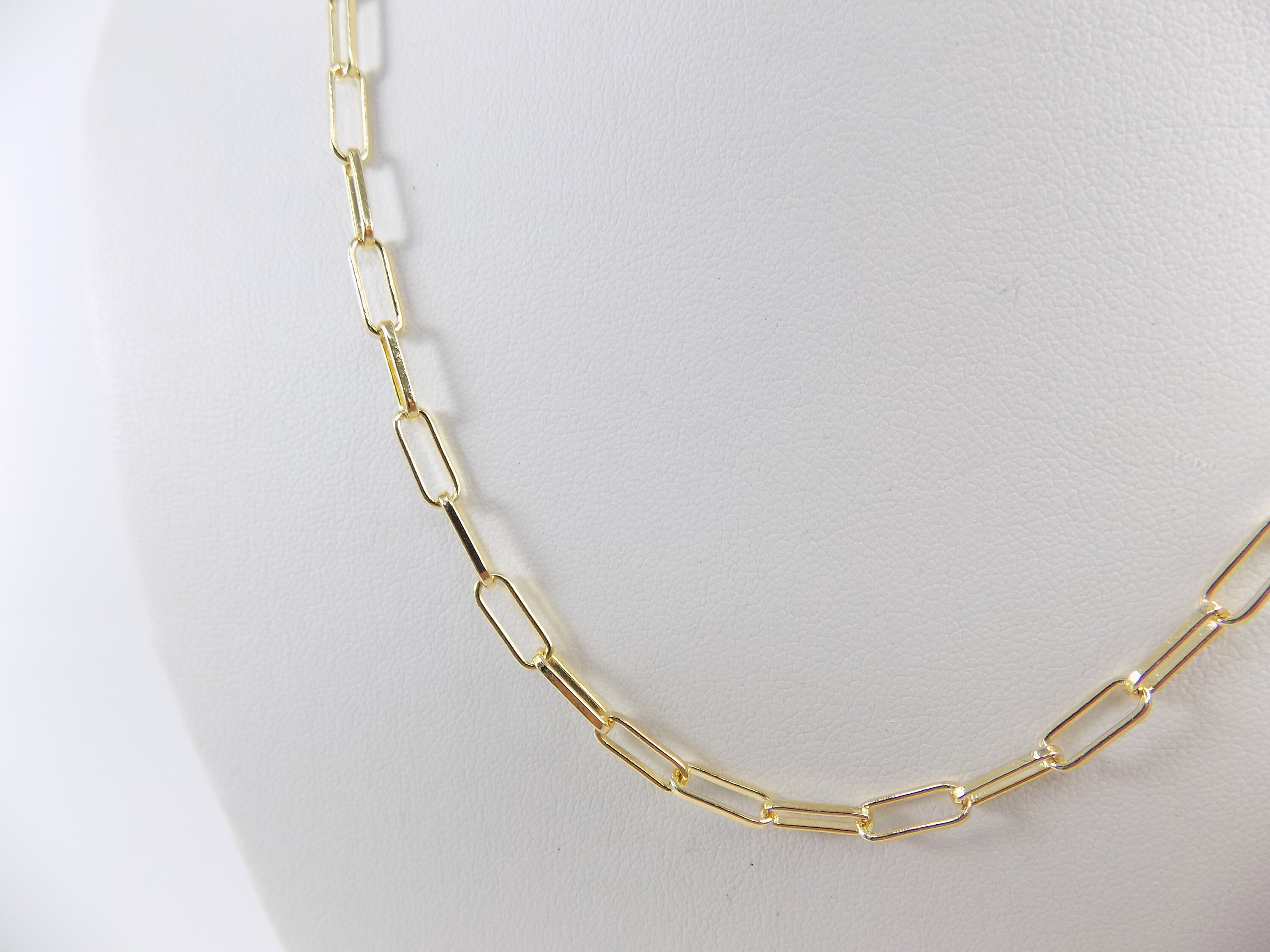 Paper Clip Style Chain Necklace 18K Gold Plated Clip Chain - Etsy