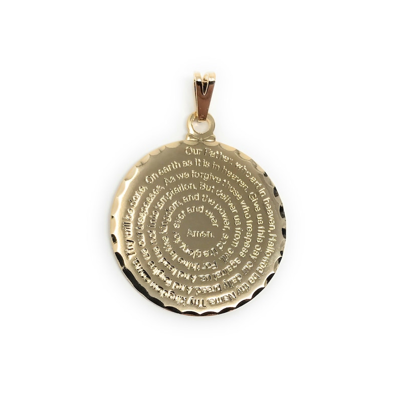 Gold Plated Our Father Prayer Medallion – 1" Engraved Lord’s Prayer ...