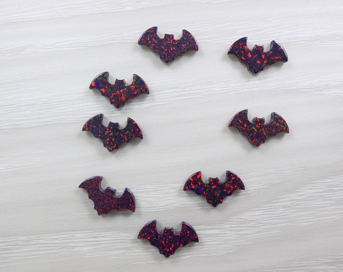 Black Bat Charm Bead Lab-created Opal, Opal Black Bat Halloween Jewelry ...