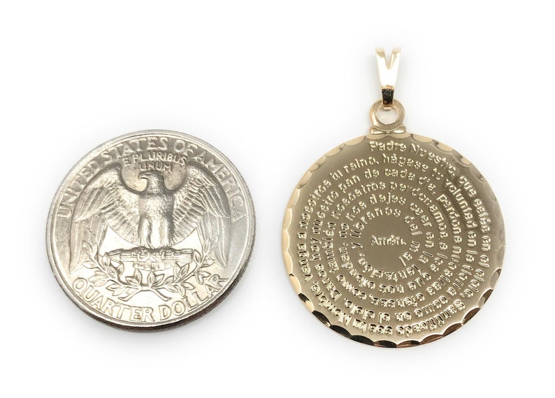 Gold Plated Our Father Prayer Medallion – Engraved Religious Pendant - Etsy