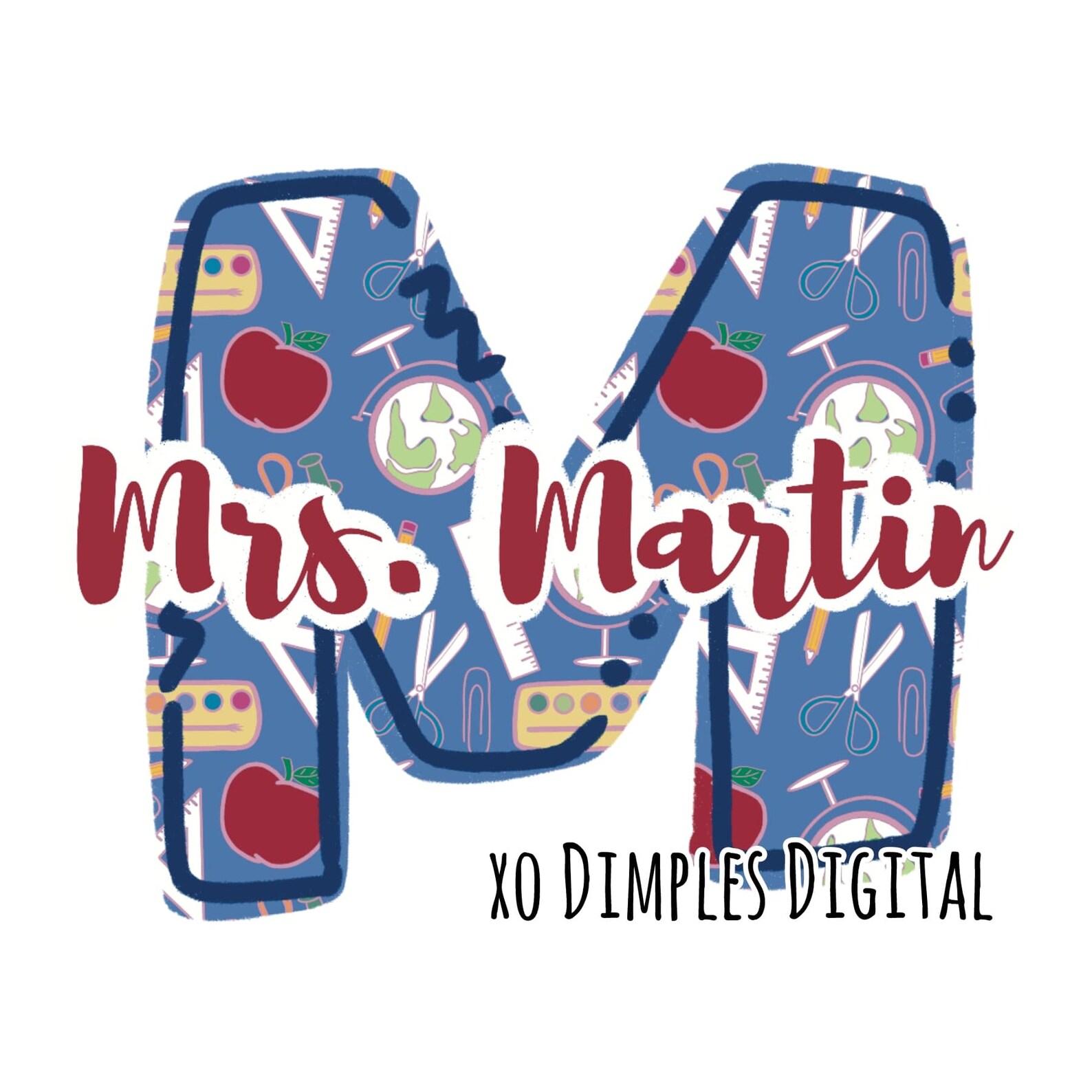 School Doodle Letters Teacher Letter PNG Letters Sublimation | Etsy