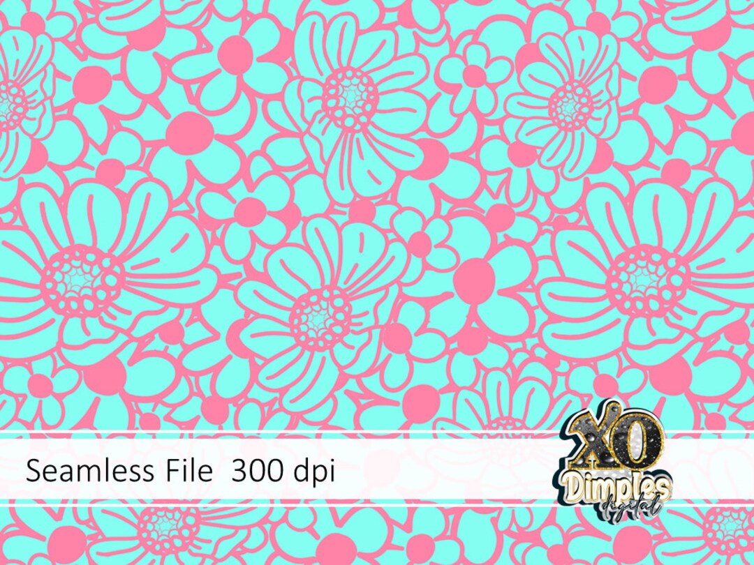 Mint Pink Floral, Mint Floral, Pink Floral, Mint Seamless, Pink ...