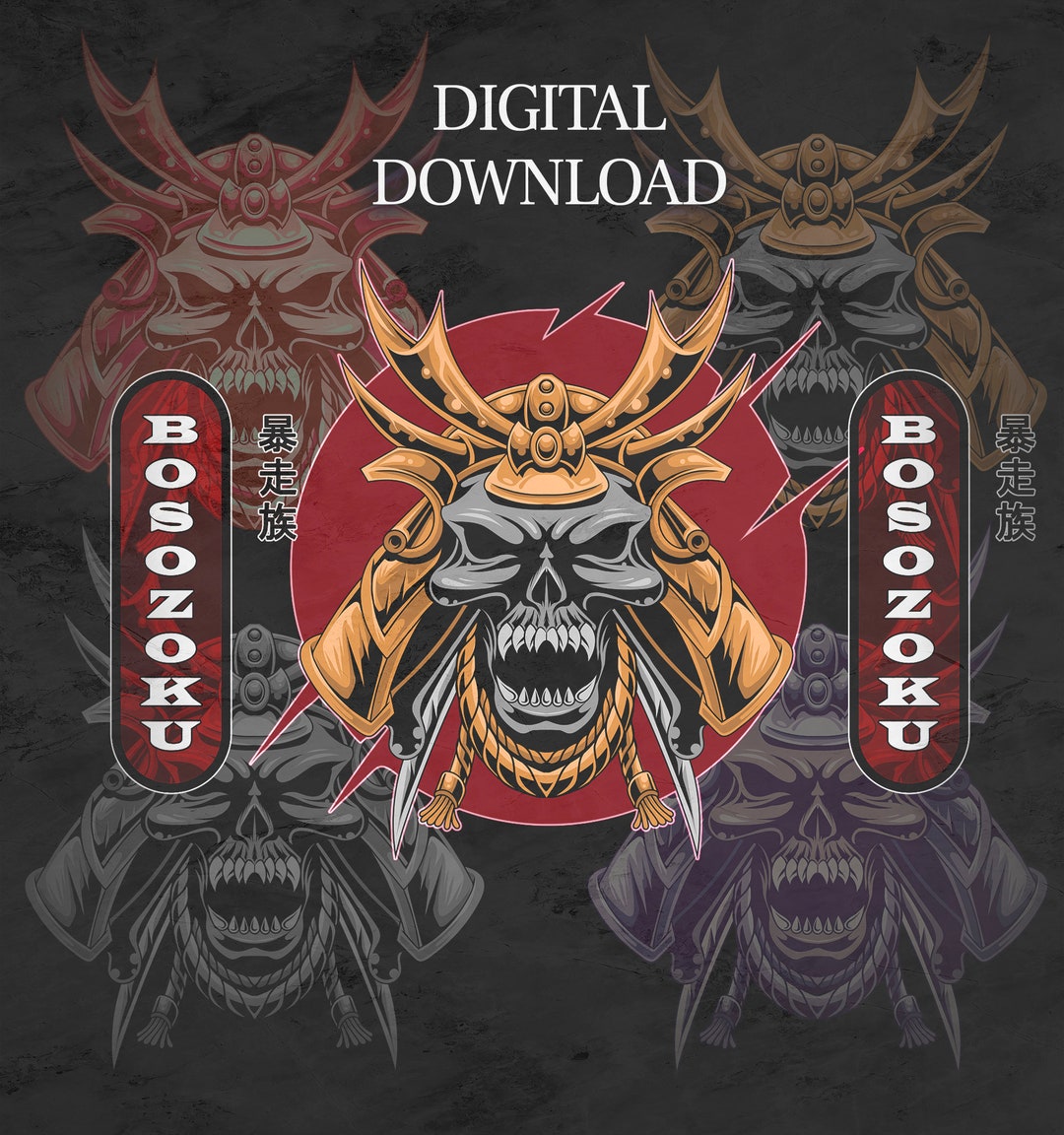 BOSOZOKU Goth Skull Samurai Japanese Hannya Mask Japan Warrior Battle ...