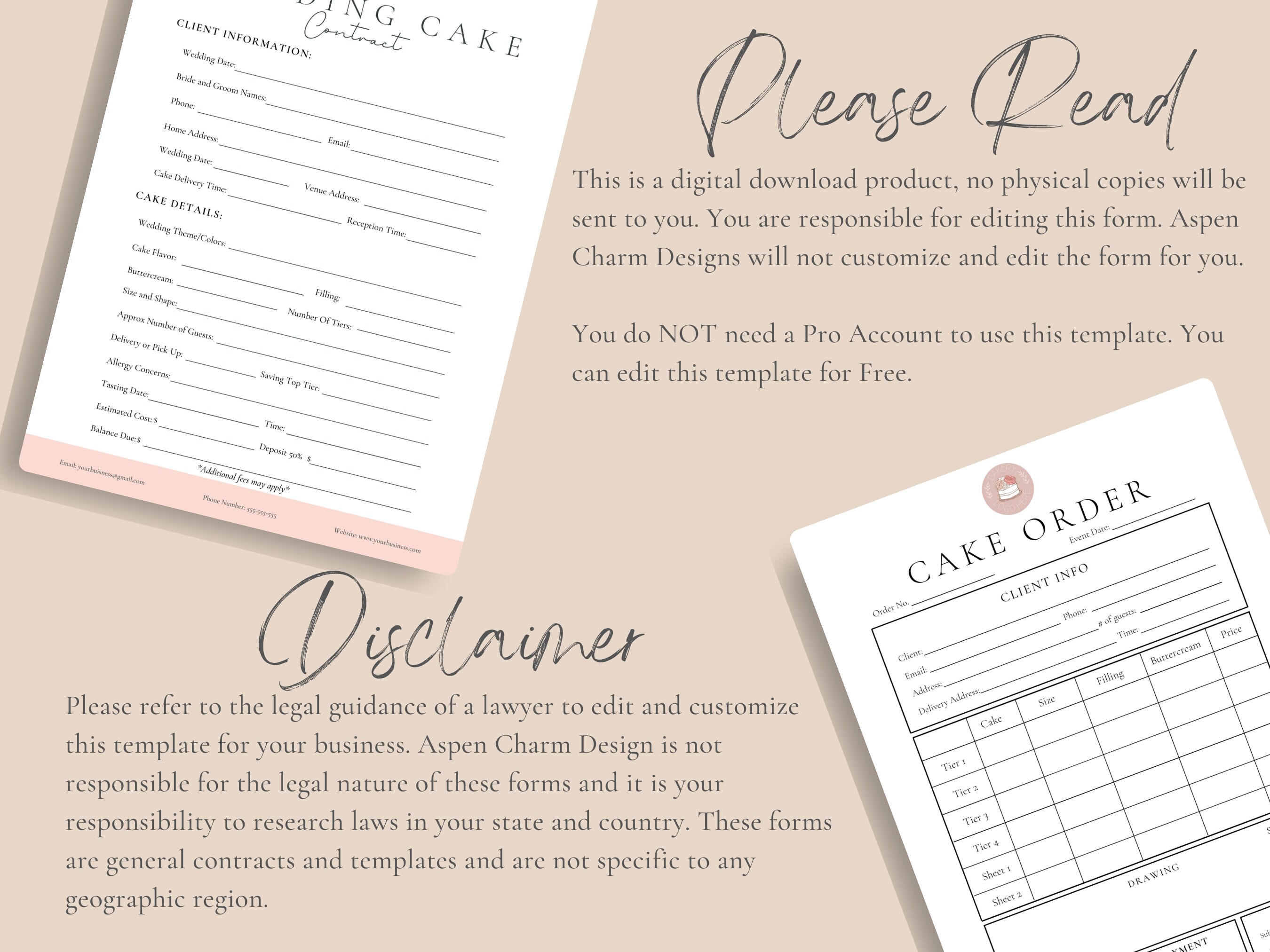 Cake Contract Template Wedding Cake Contract Client Agreement - Etsy