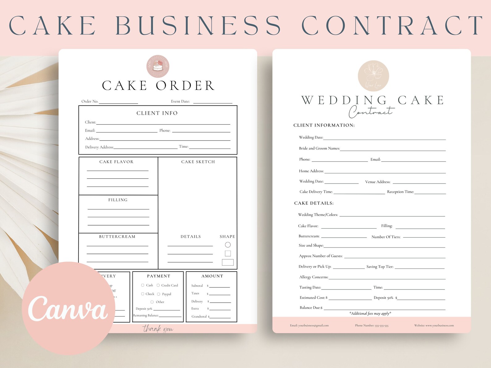 Cake Contract Template Wedding Cake Contract Client Agreement Canva ...