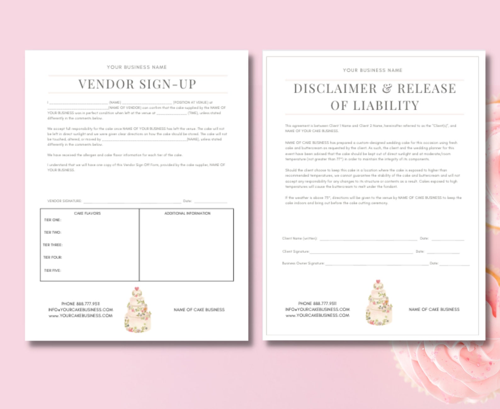 Cake Contracts Templates Wedding Cake Form Cake Sketch - Etsy