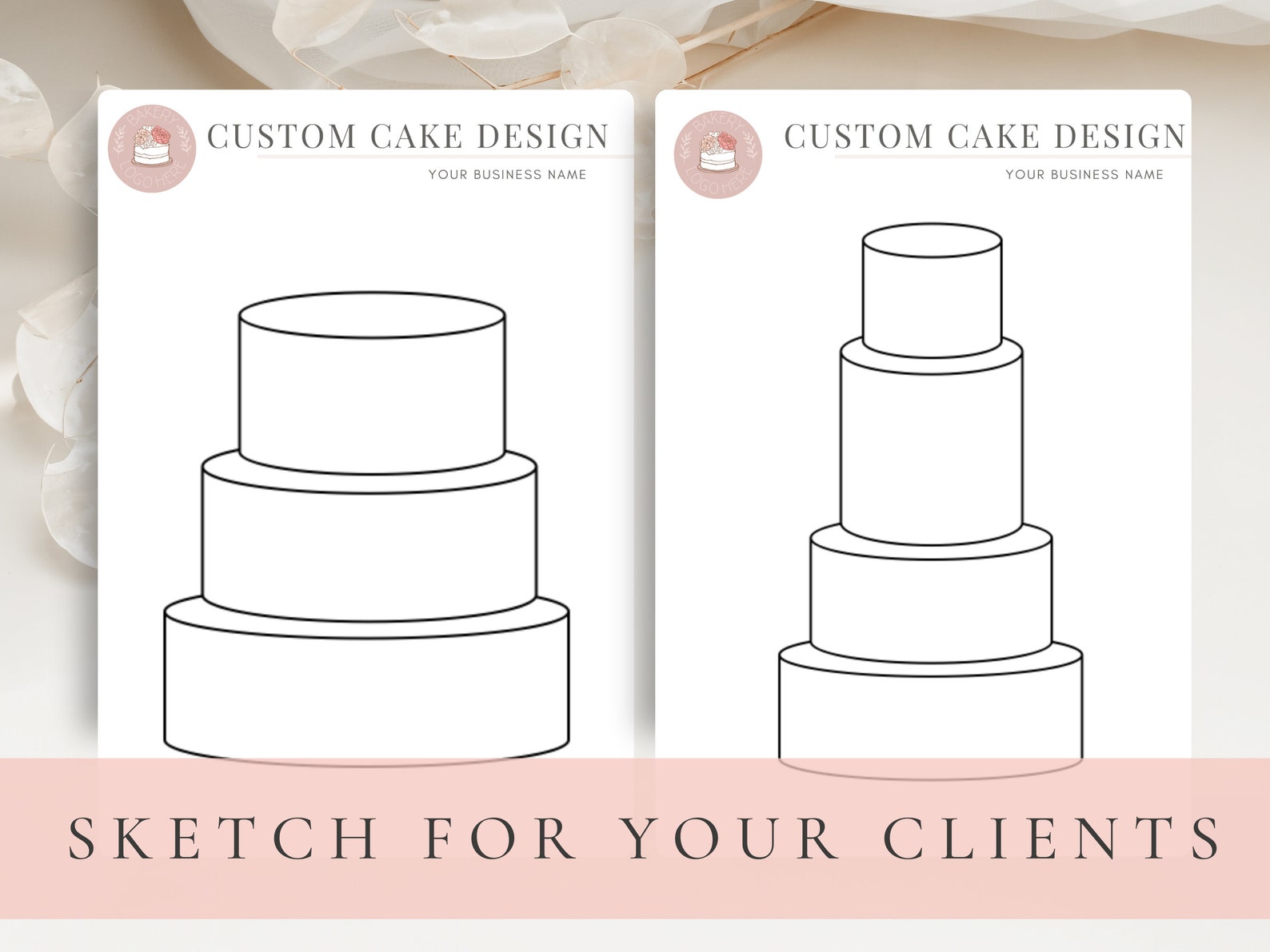 Cake Design Templates Consultation Cake Sketch Templates Canva Editable ...