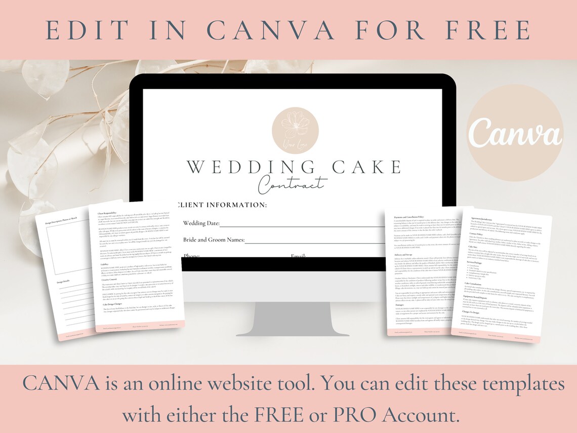 Cake Contract Template Wedding Cake Contract Client Agreement - Etsy