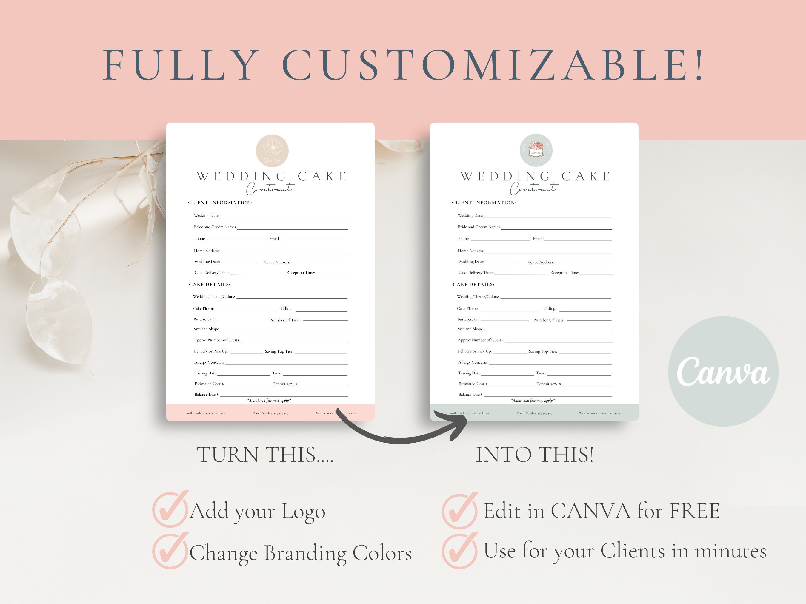 Cake Contract Template Wedding Cake Contract Client Agreement Canva ...