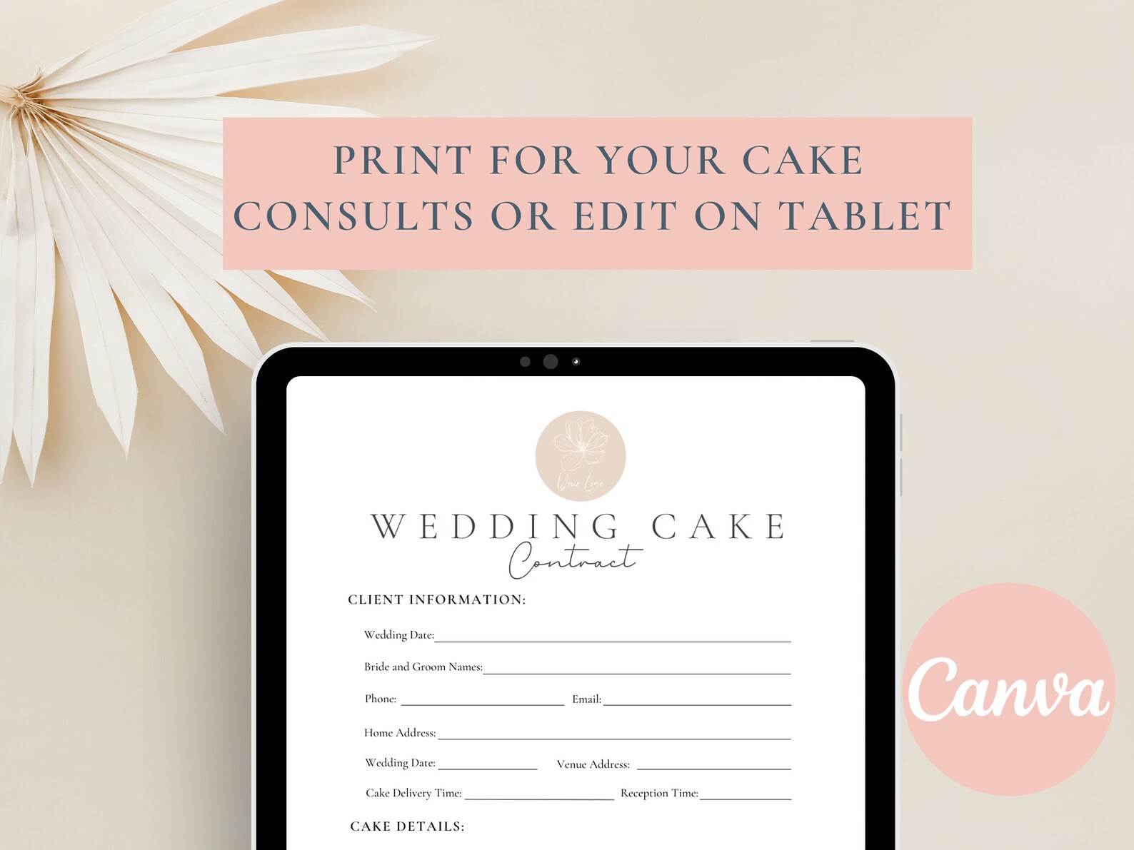 Cake Contract Template Wedding Cake Contract Client Agreement Canva ...