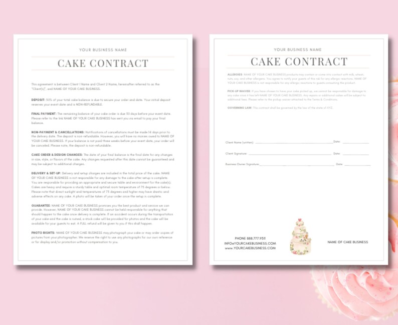 Cake Contracts Templates Wedding Cake Form Cake Sketch - Etsy