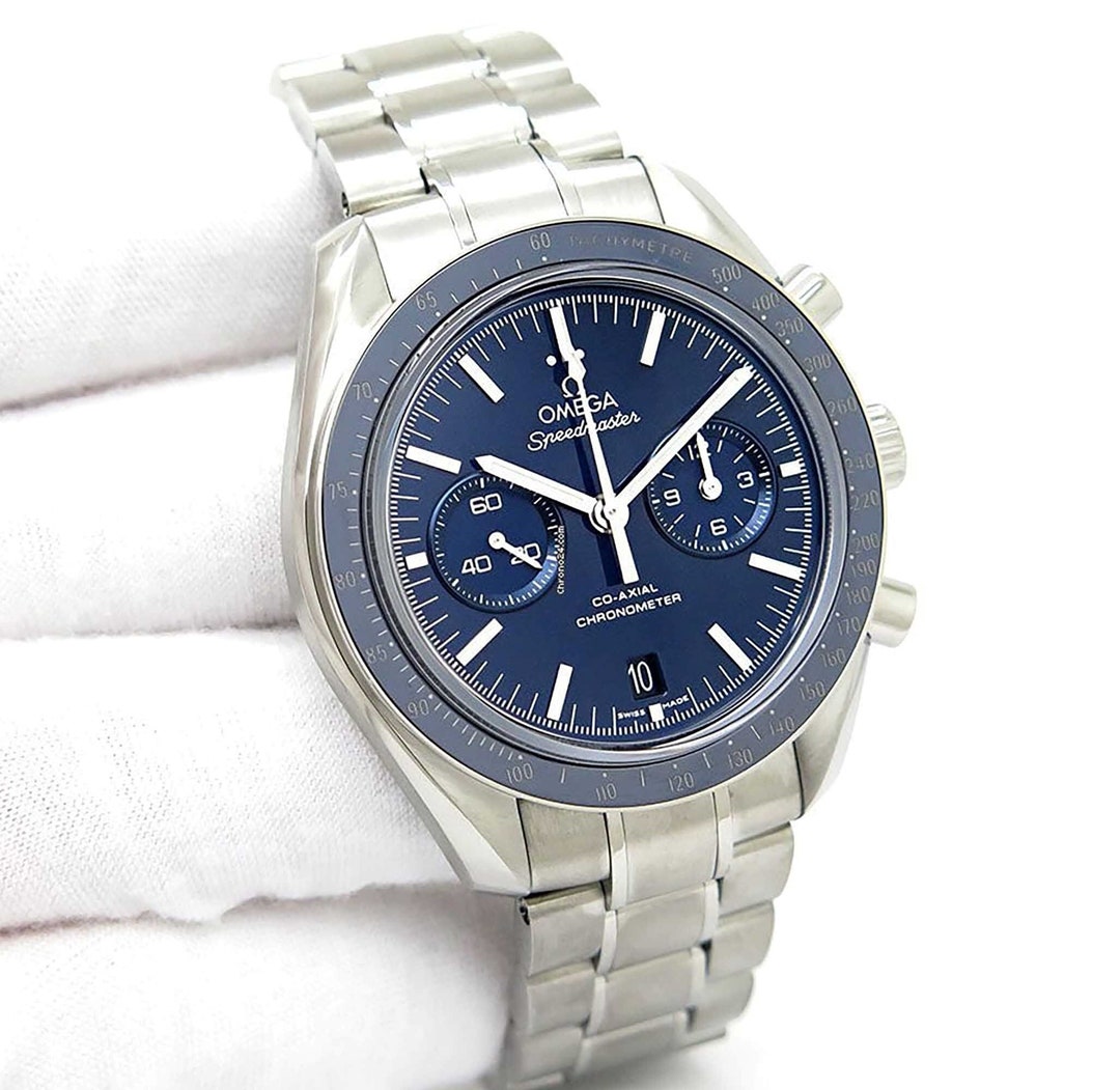 Omega Speedmaster Two Counters Titanium Chronograph With Blue Dial - Etsy