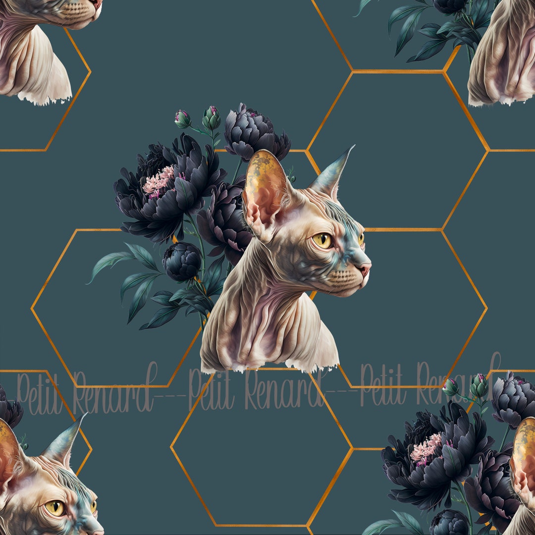 Sphynx. Seamless Patterns, Print on Fabric, Seamless Pattern.cat ...