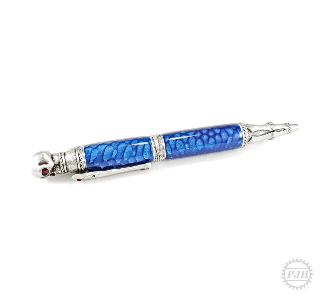 Skeleton Skull Pen, Ballpoint Twist Pen, Antique Pewter Silver Pen ...