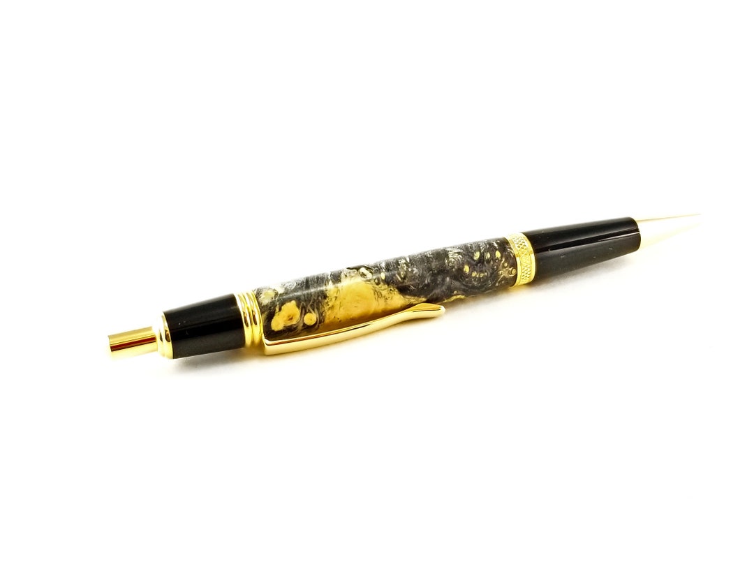 Gold Click Pen, Black Wooden Pen With Ink, Parker Style Refillable Pen ...