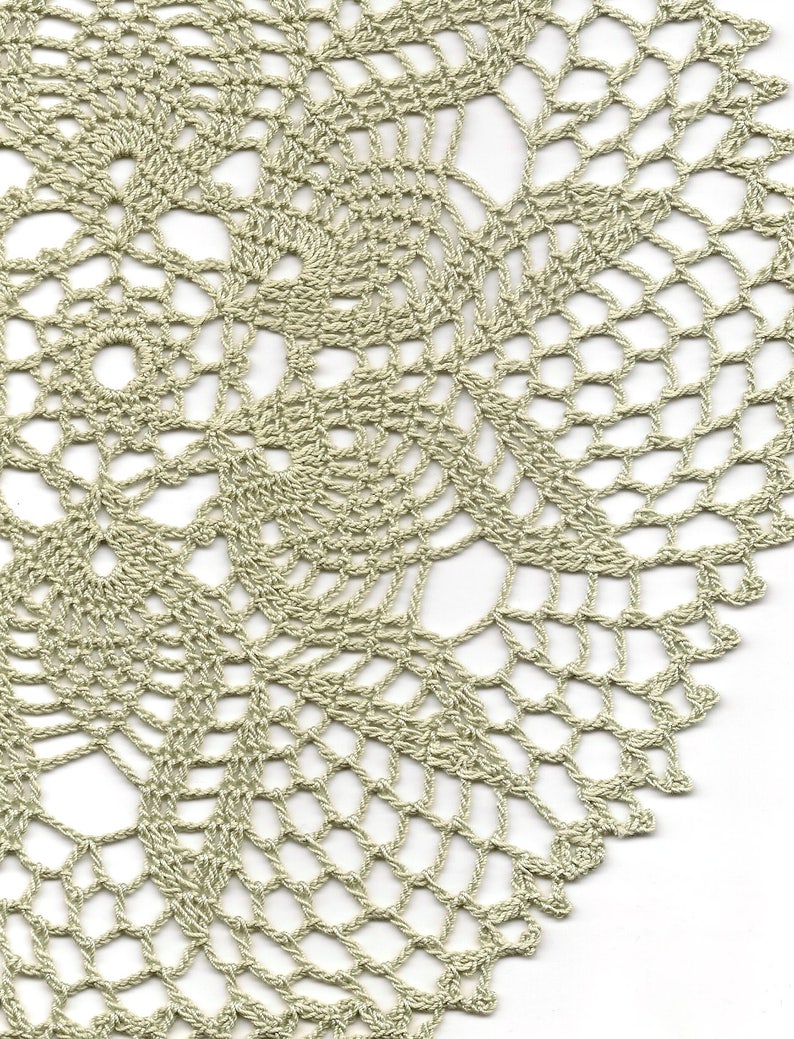 Handmade Crochet Doily: Dusky Green Lace, Wedding Home Decor (12 Inch ...