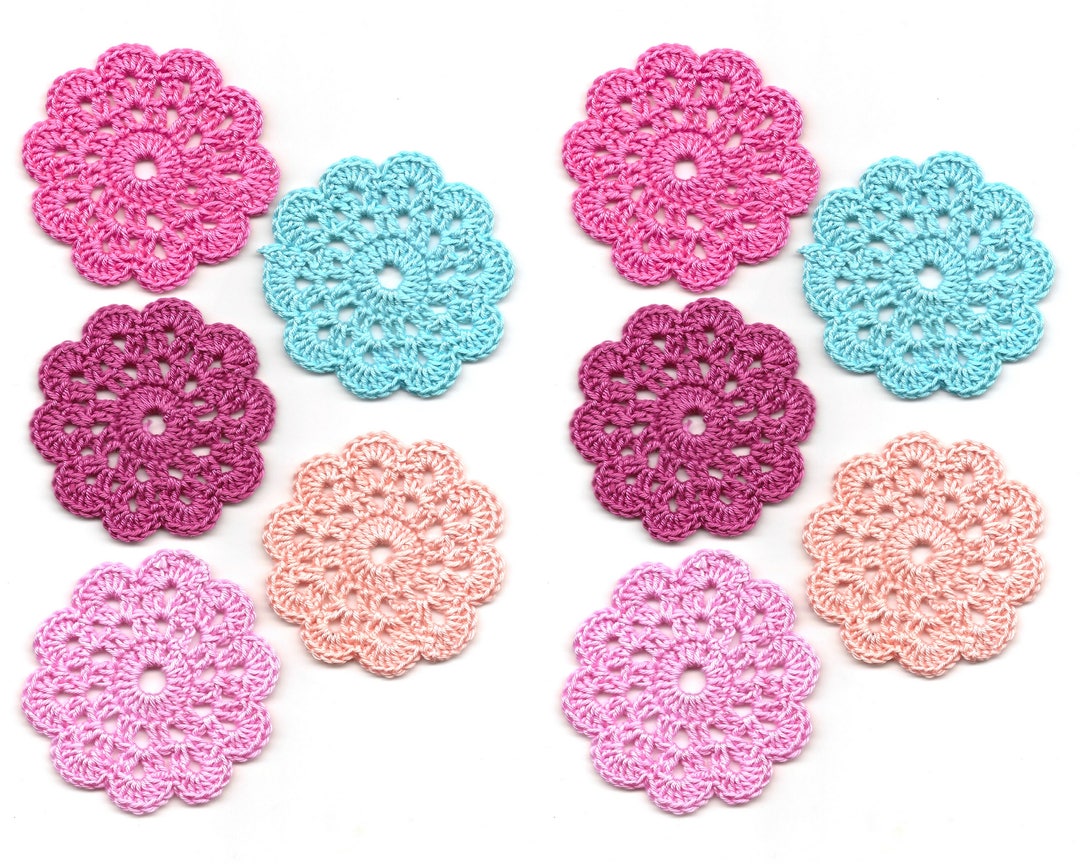 Handmade Crochet Mini Doilies: Colorful Scrapbook Embellishments (set ...